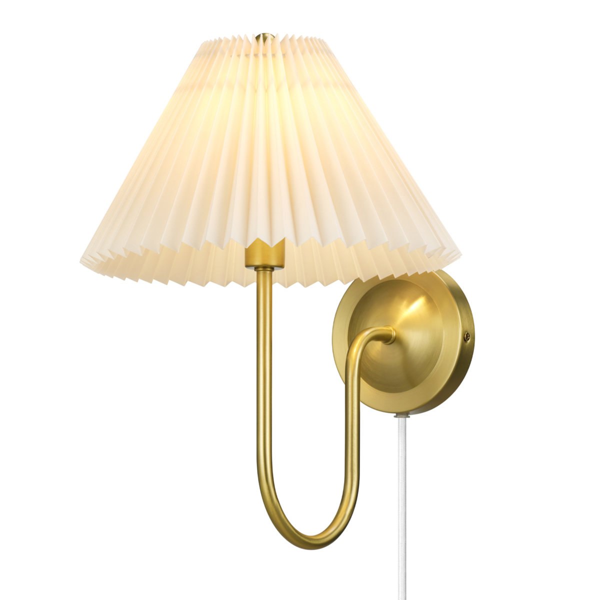 Mercer41 Novogratz X Globe 1-Light Plug-In Or Hardwire Wall Sconce, Matte Brass, Off-White ...